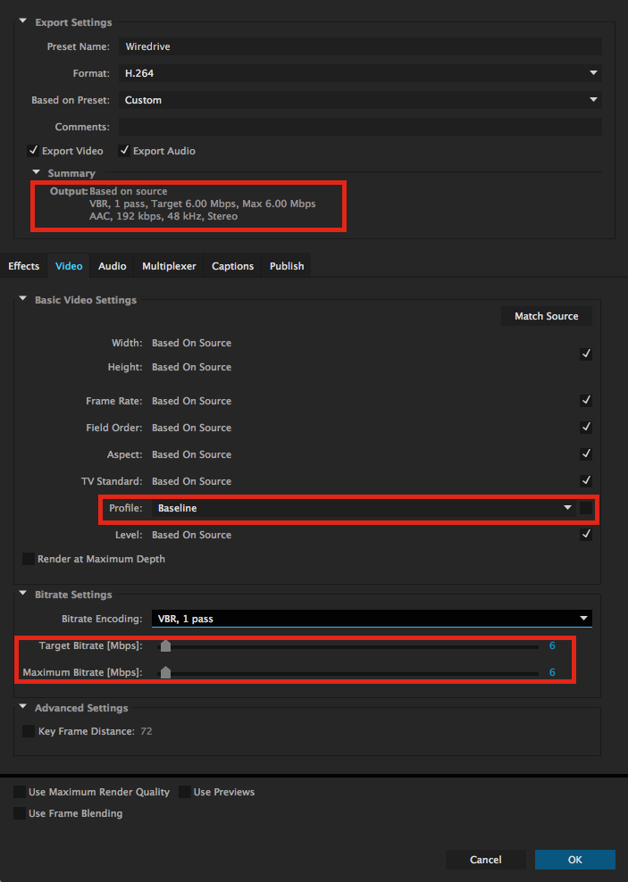 Encoding Settings for Wiredrive – EditShare Helpdesk