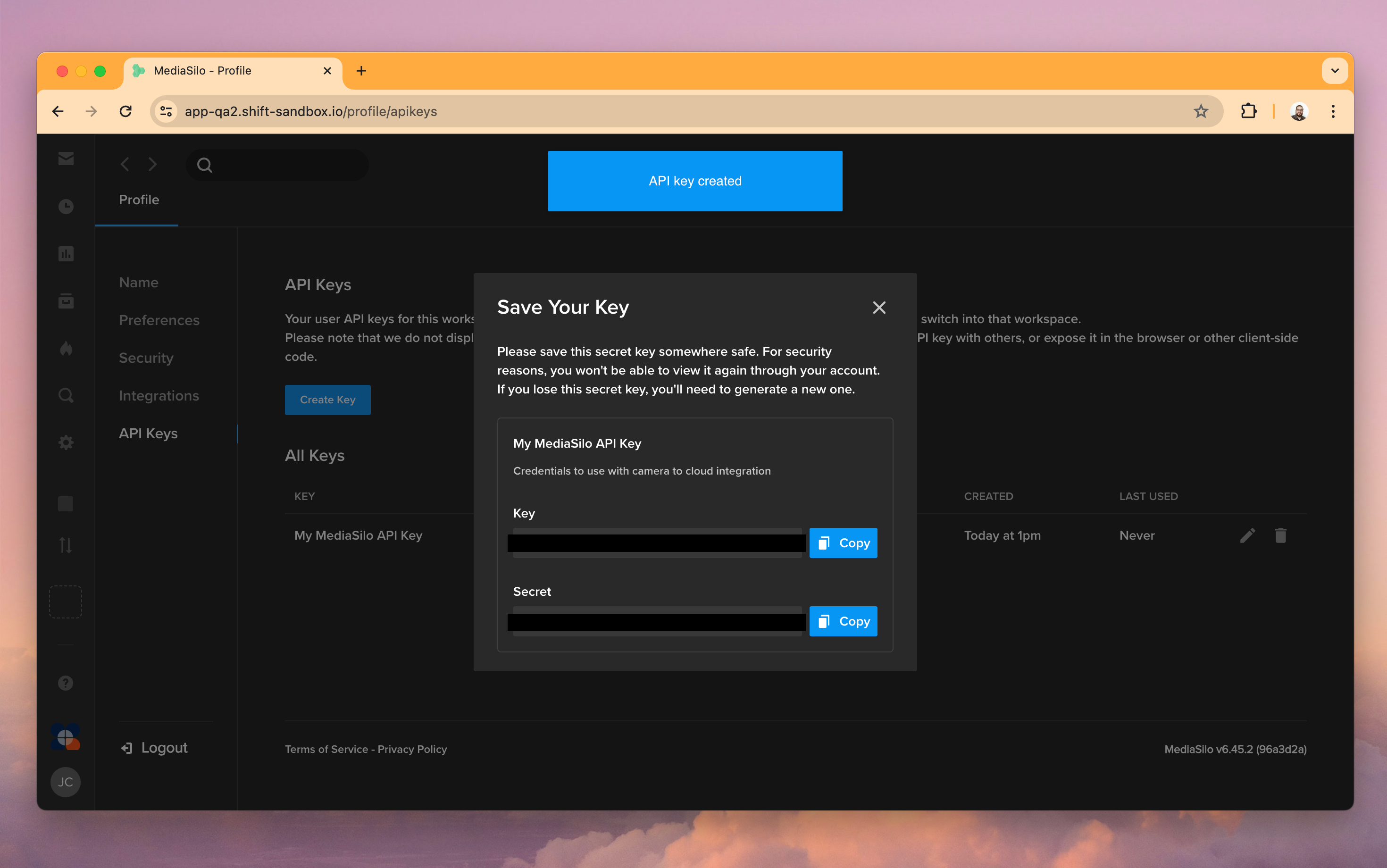 Create Your API Key and Secret – EditShare Helpdesk