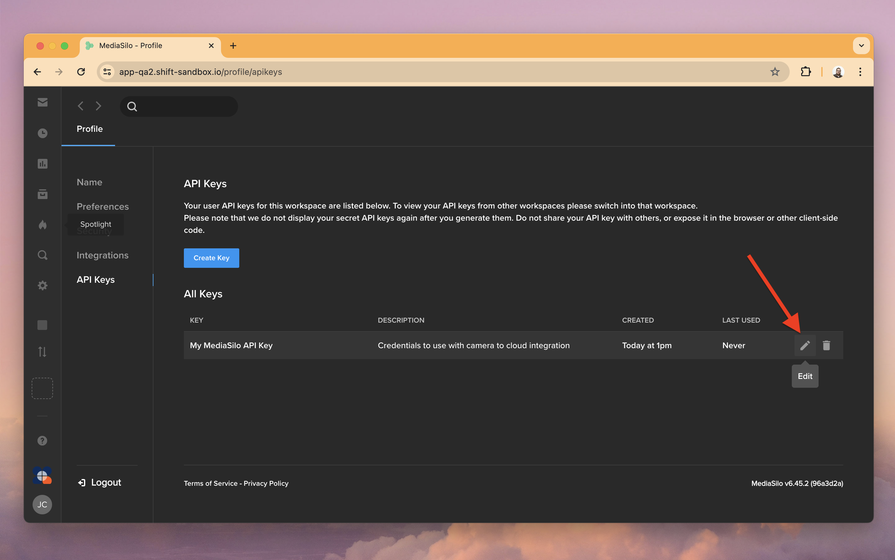 Create Your API Key and Secret – EditShare Helpdesk